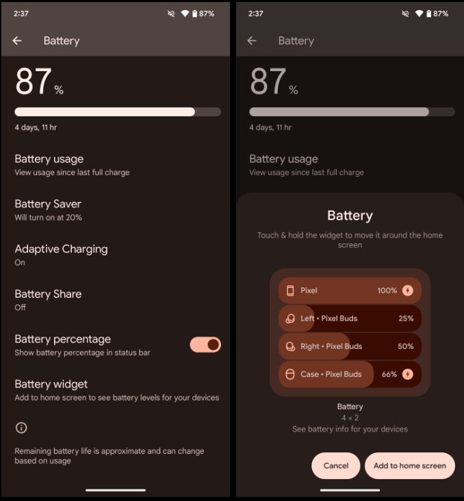Android 14 の設定メニューからPixelのバッテリーウィジェットを設定できるようになります | HelenTech