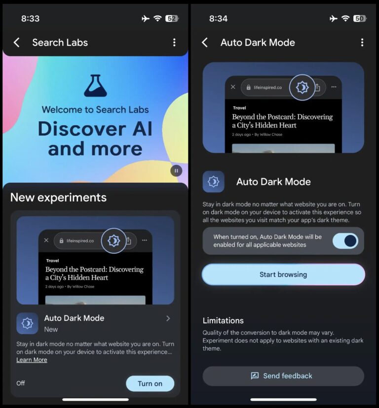 iOS の Google アプリに｢自動ダークモード｣機能のテストが導入 | HelenTech
